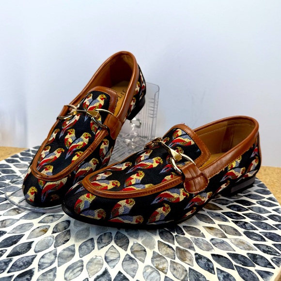 Shoes | Jitai Classic Black And Brown Bird Pattern Loafers Slipon Style ...